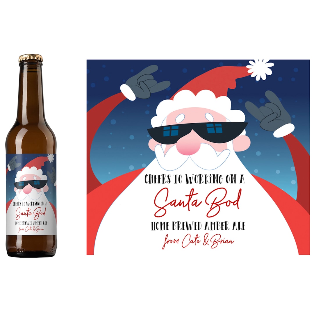 Santa Bod Holiday Beer Label | Christmas Beer Labels | Custom Beer ...