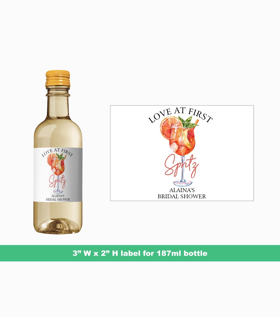 Love at First Spritz Mini Wine Labels – Personalized Bridal Shower ...