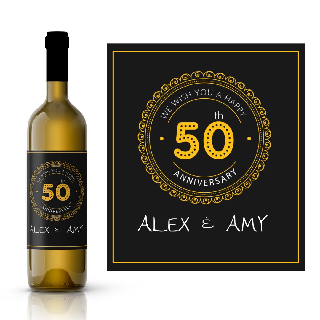 50th Wedding Anniversary Wine Label | Personalized 50th Wine Label ...