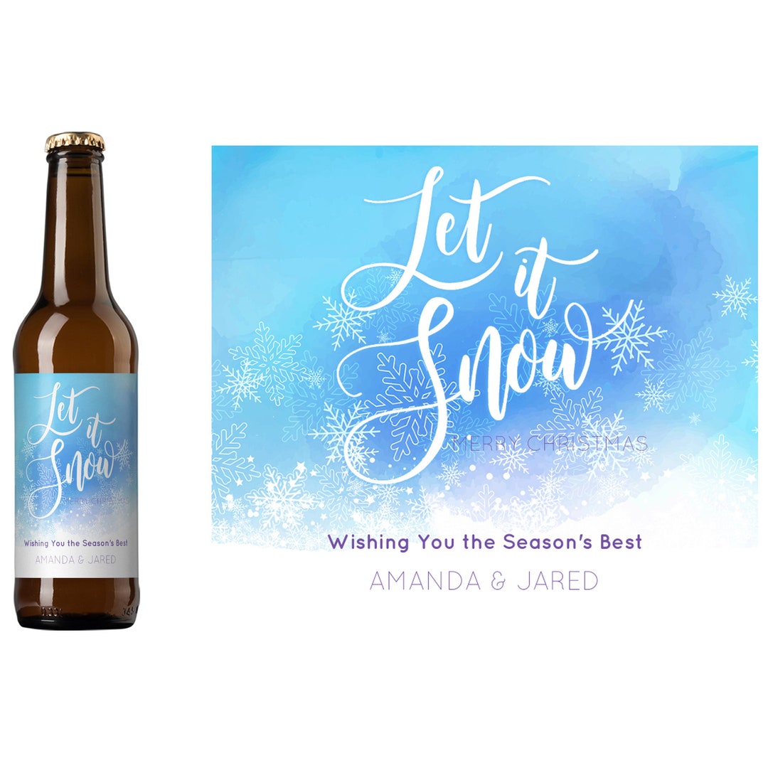 Let It Snow Holiday Beer Label Custom Beer Label Christmas - Etsy