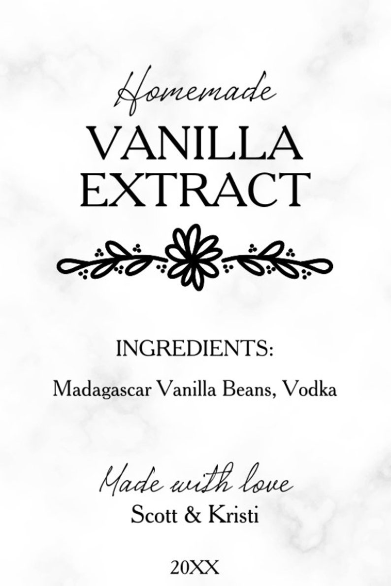 Homemade Vanilla Extract Food Label | Make Your Own Food Labels ...