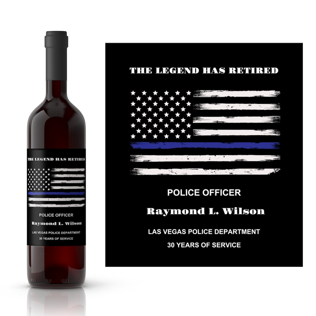 Police Retirement Wine Label | Retirement Gift | Wine Retirement Gift ...