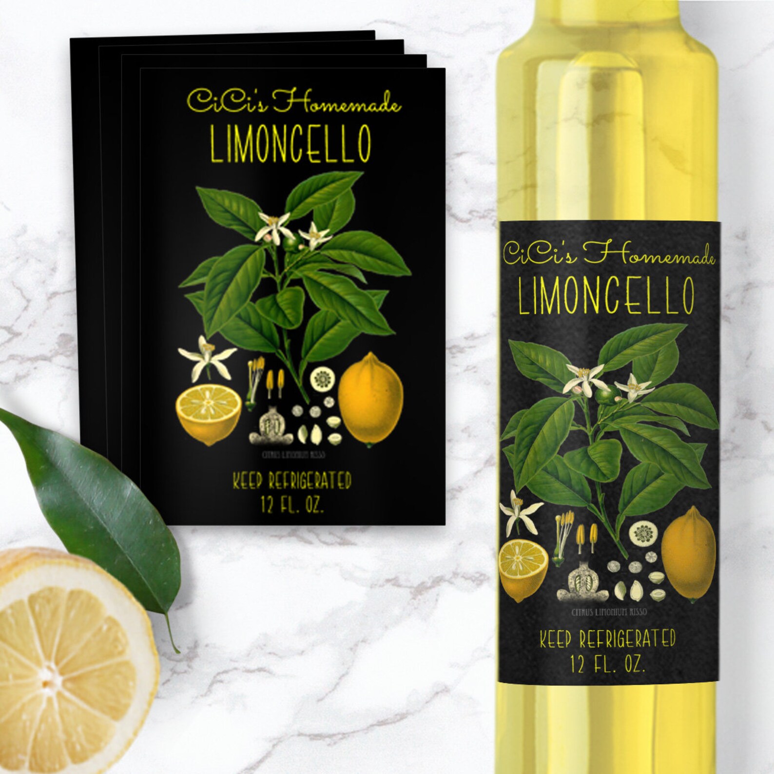 Limoncello Di Bottle Label Lemon Liqueur Drink Labels | Etsy