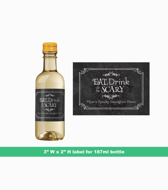 Eat Drink & Be Scary Mini Wine Labels Adult Halloween Party | Etsy