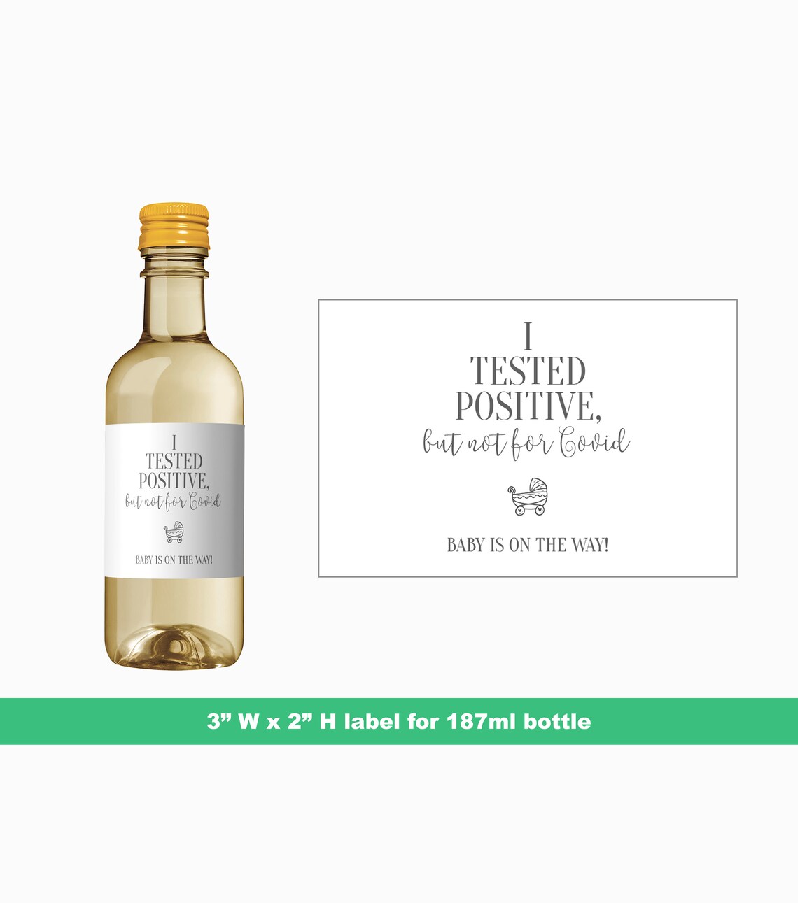 Positive Pregnancy Test Mini Wine Labels | Unique Baby Announcement ...