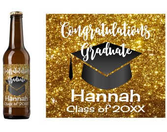 Graduation Gold Glitter Personalized Wine Label Graduation | Etsy