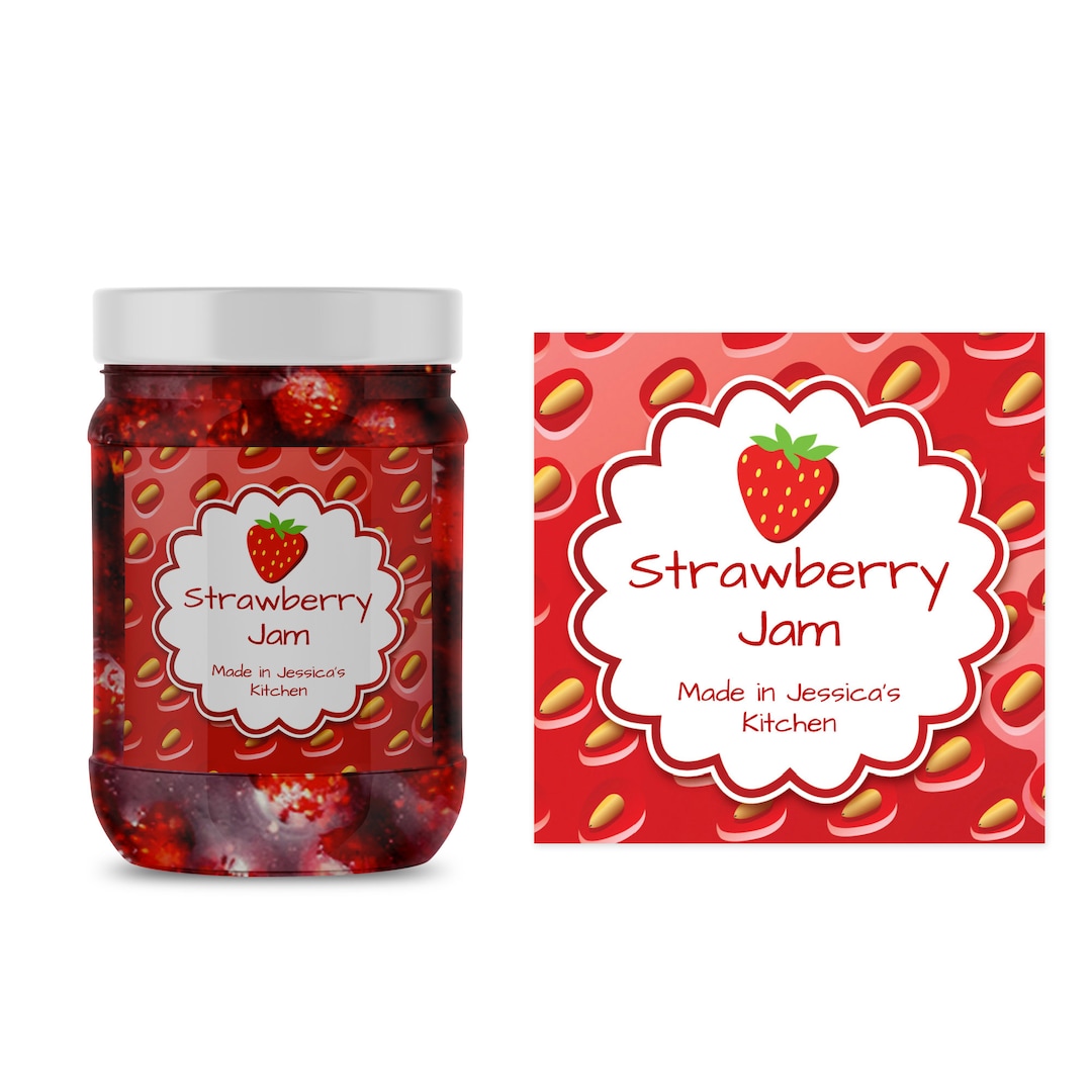 Strawberry Jam Jar Label | Custom Jelly & Jam Labels | Make Your Own ...