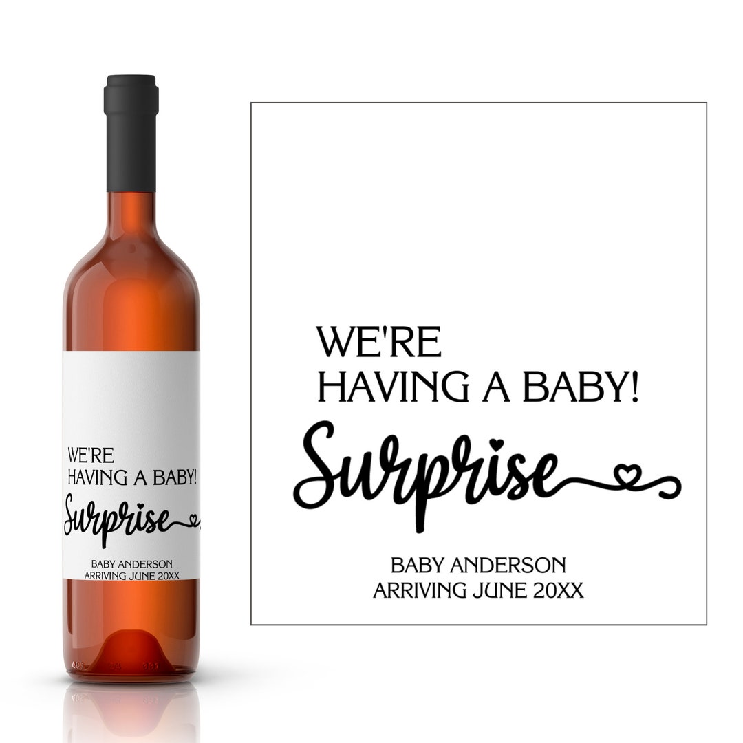 Surprise Baby Wine Label | Unique Baby Announcement | Baby Announcement ...