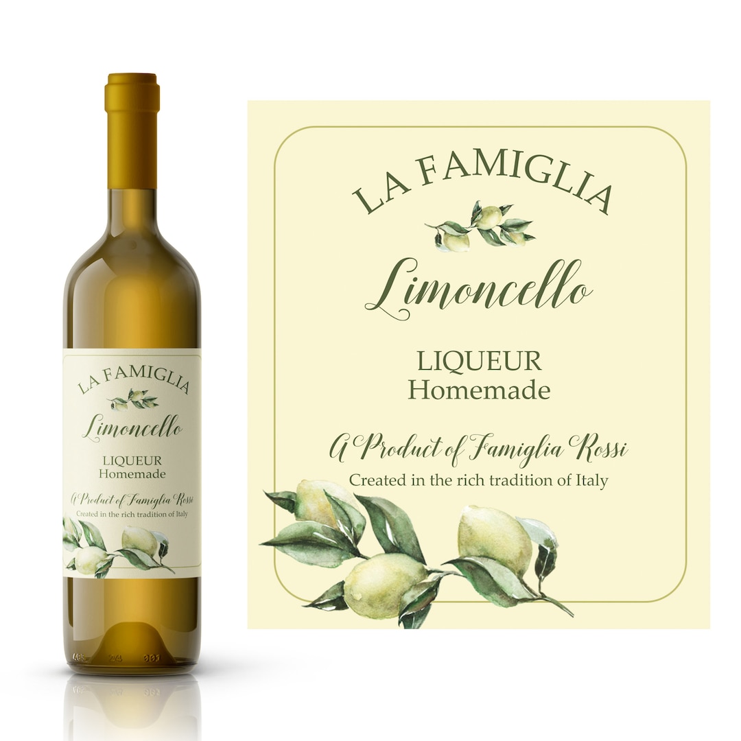 Italian Limoncello Custom Wine Label | Homemade Limoncello Liqueur ...