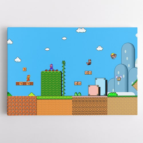 The History of Super Mario Canvas Wall Art Game Room Decor - Etsy