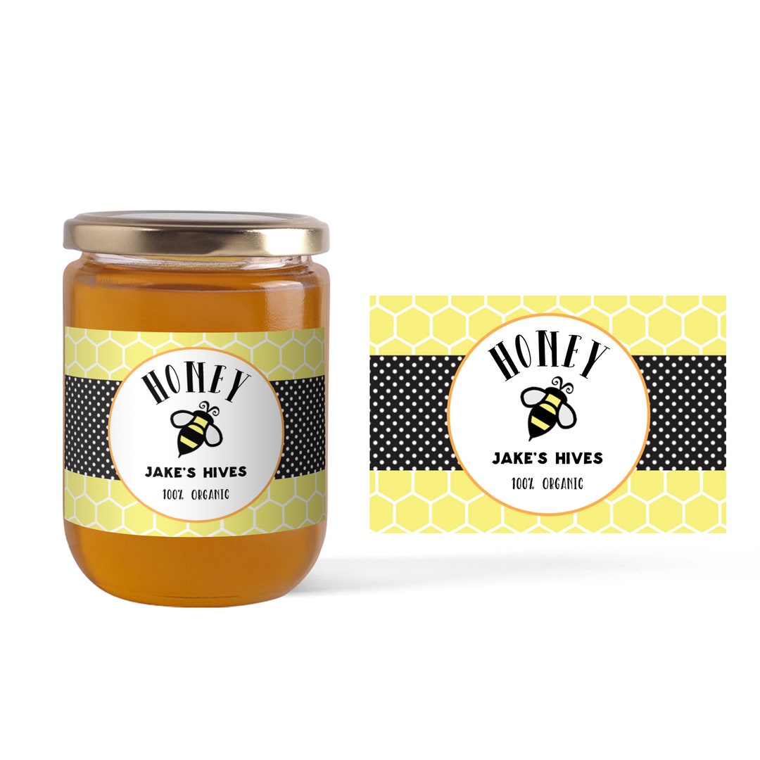 Honey Bee Honey Jar Label | Custom Food Labels | Labels for Honey Jars ...