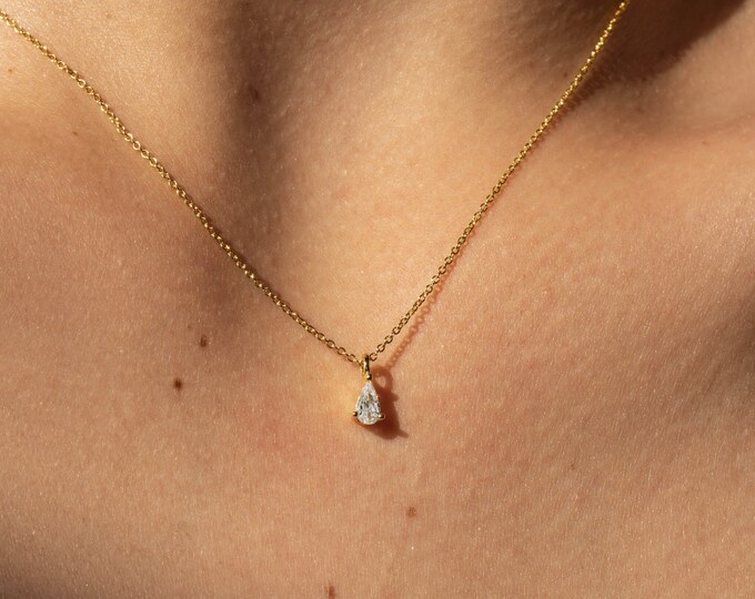 Teardrop Diamond Necklace by Morf Jewelry Pear Diamond Necklace ...
