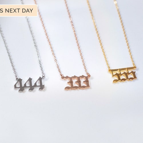 Angel Number Necklace 925 Silver Custom Number Year Necklace - Etsy Canada