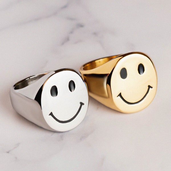 Smiley Face Ring - Etsy