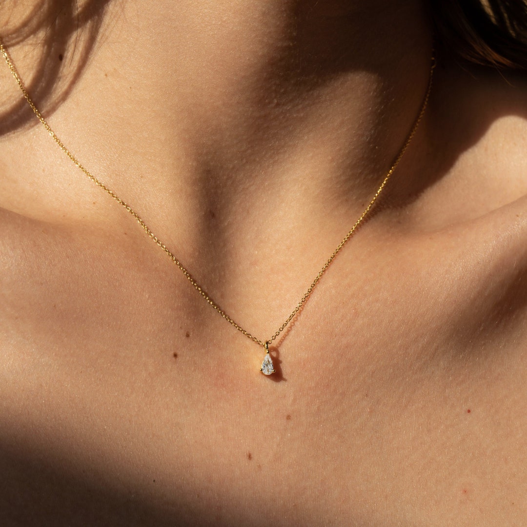 Teardrop Diamond Necklace by Morf Jewelry Pear Diamond Necklace ...