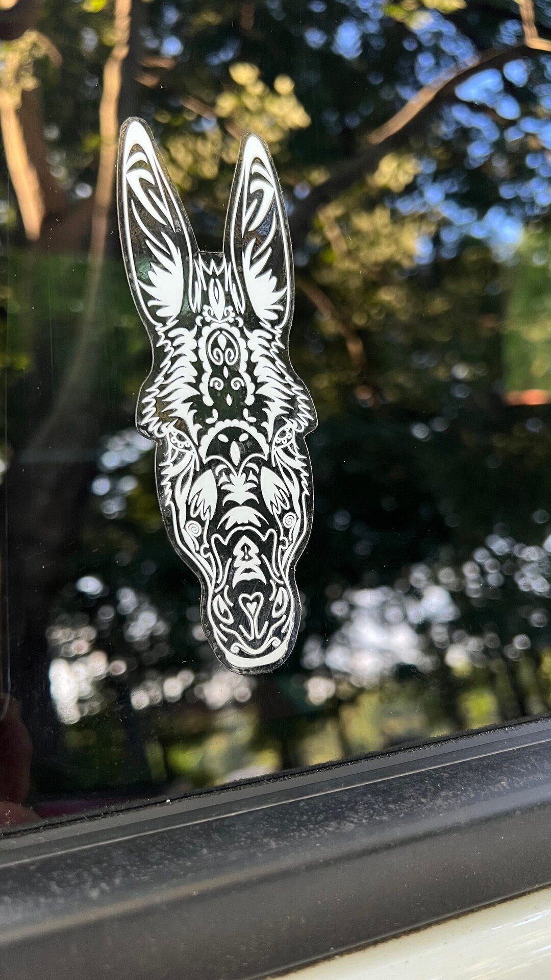 White Donkey or Mule Mandala Window or Laptop Sticker Transparent for ...