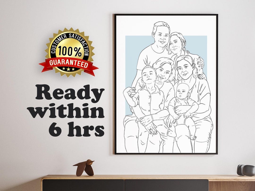 One Line Drawing Family Portrait, Personalized Line Drawing, Custom ...