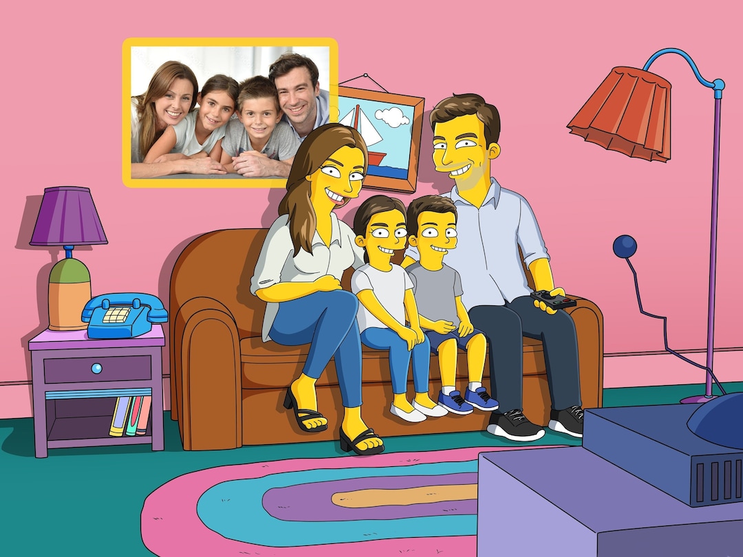 Simpsons Portrait, Custom Family Portrait, Funny Cartoon Portrait Gift ...