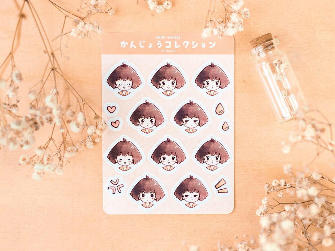 Chibi Emotes: Mini Sticker Sheet Anime Girl Emotions - Etsy