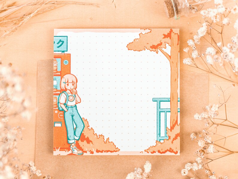Soda Break: Cute Anime Girl Notepad - Etsy