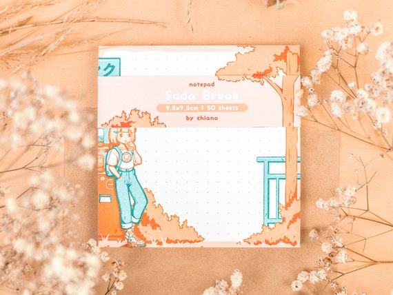 Soda Break: Cute Anime Girl Notepad - Etsy
