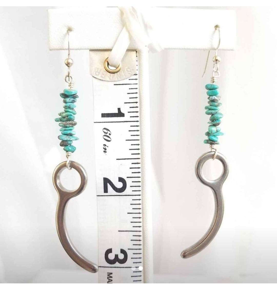 Skydiving Parachute Closing Pin Earrings With Arizona Turquoise! - Etsy