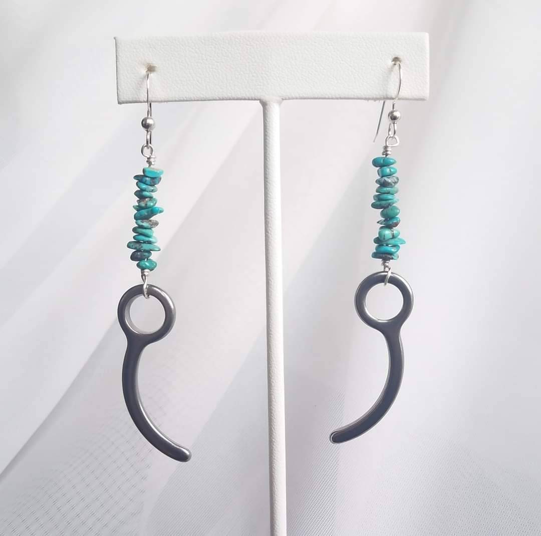 Skydiving Parachute Closing Pin Earrings With Arizona Turquoise! - Etsy