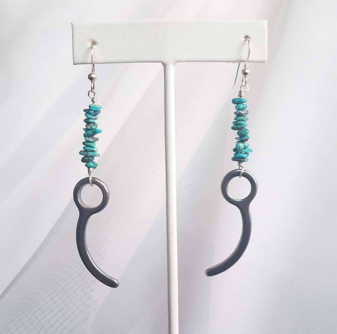 Skydiving Parachute Closing Pin Earrings With Arizona Turquoise! - Etsy