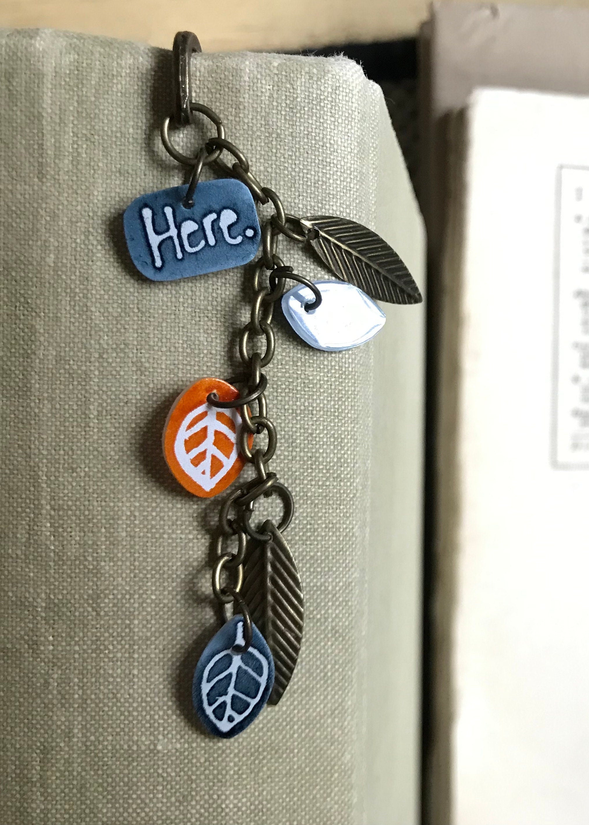 The ”here” Bookmark, Nature Bookmark, Leaf Charms - Etsy