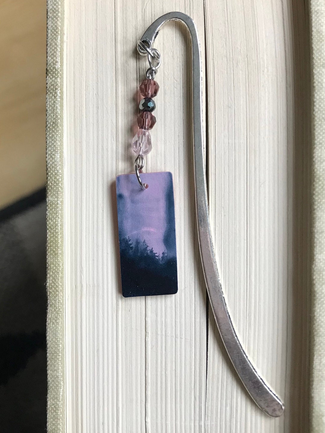 Purple Forrest Bookmark, Pine Trees Bookmark, Swedish Forrest - Etsy