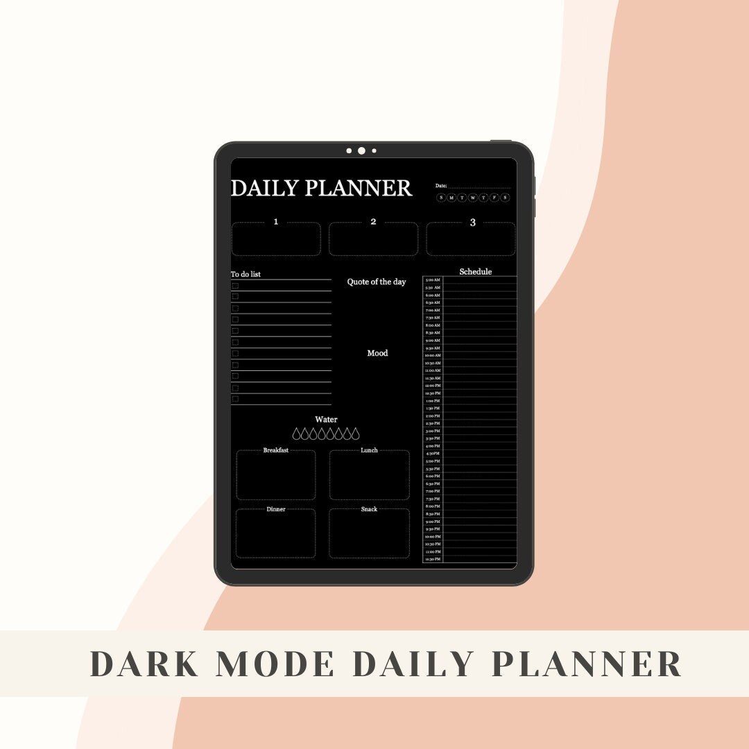 2026 Dark Mode Digital Daily Planner | Undated PDF, Goodnotes ...