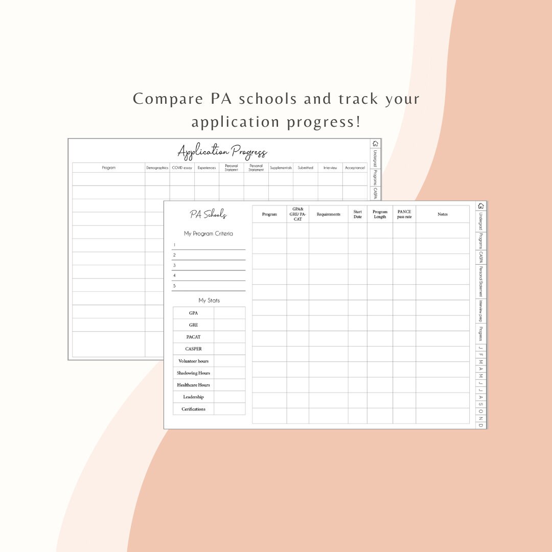 Pre-pa Workbook Planner CASPA, PACAT, Digital College Planner Volunteer ...