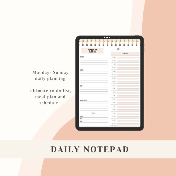 Daily Digital Notepad Printable Daily Planner Pdf File - Etsy