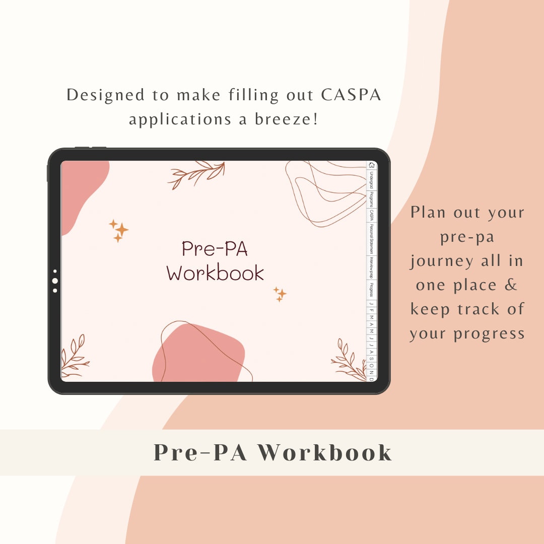 Pre-pa Workbook Planner| CASPA, PACAT, Digital College Planner ...