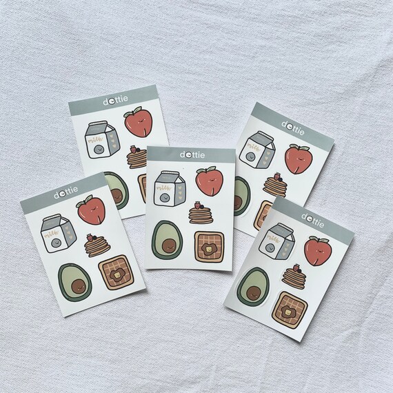 Breakfast Food Sticker Sheet Glossy Waterproof Vinyl | Etsy