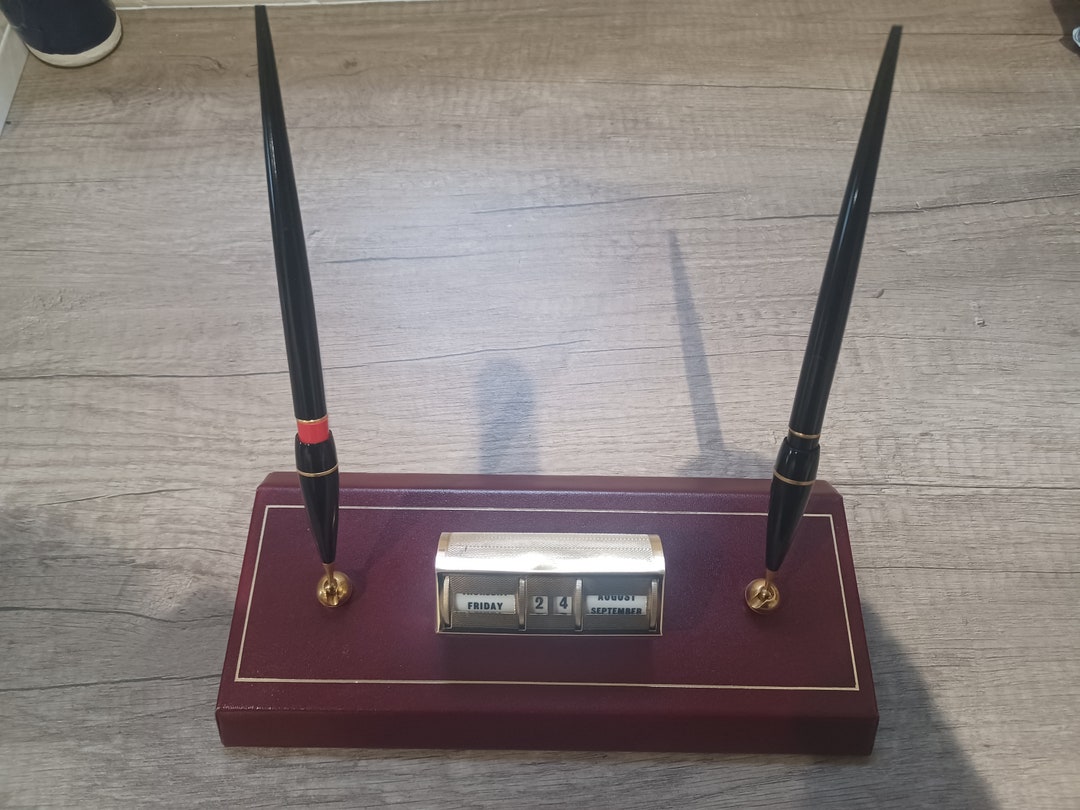 A Vintage Luxury Executive Desk Perpetual Calander and Pen Set Lovely Condition - Etsy