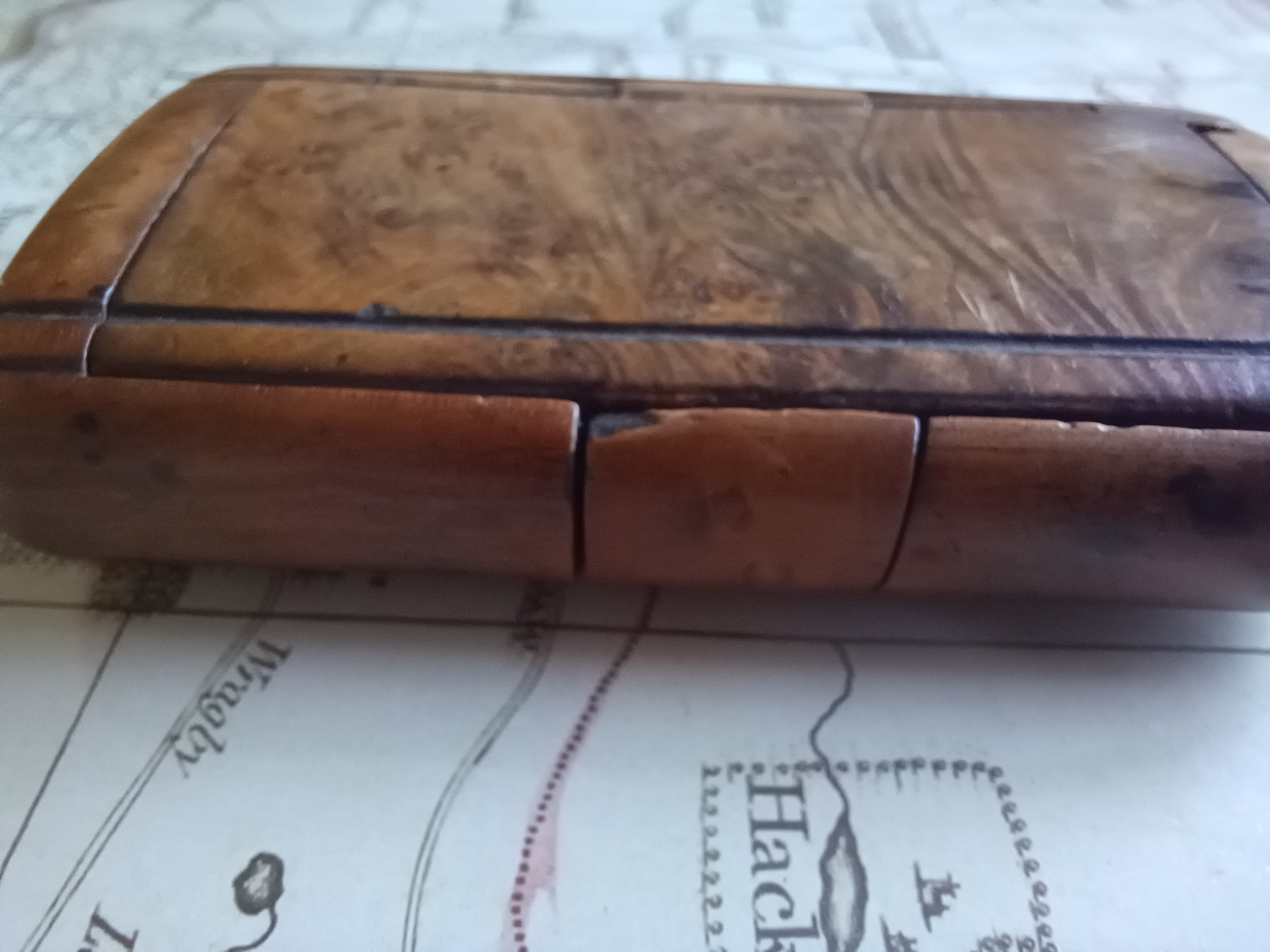 An Unusual and Rare Antique Walnut Snuff Box With A Locking Device ...