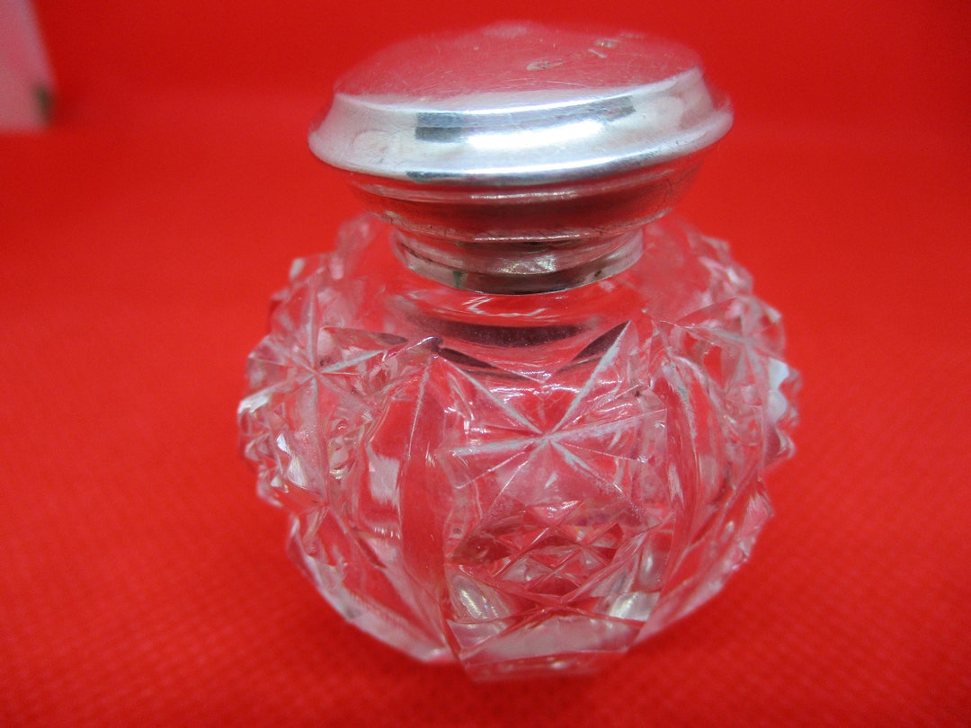 Small Antique Cut Glass Silver Scent Bottle Made by Harold Bushell & Co ...