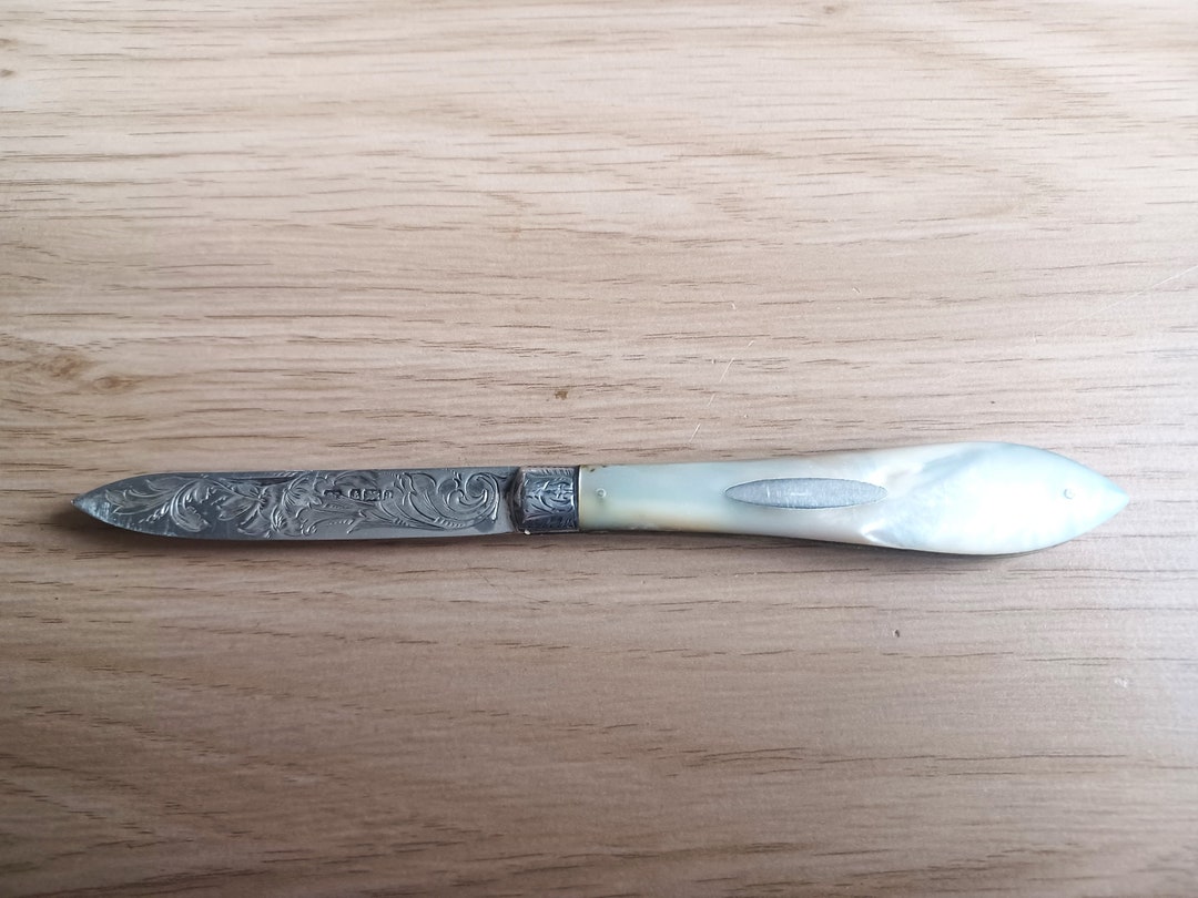 Antique Silver Bladed and MOP Fruit Knife - Beautifully Ornate ...
