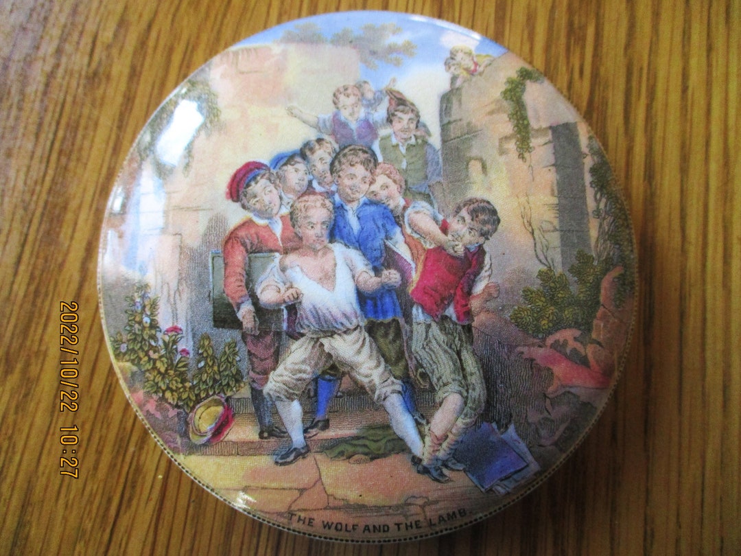 Victorian Pratt Ware Pot Lid 'the Wolf and the Lamb' - Etsy UK