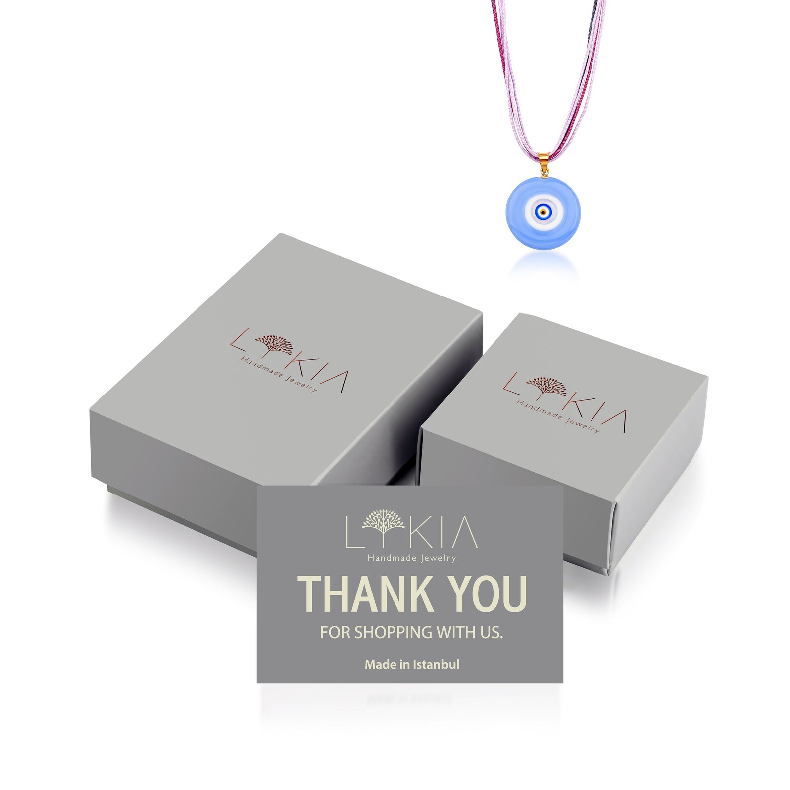 Tranquil Aura, Lilac Evil Eye Pendant Necklace With Paracord - Bohemian Chic Wearable Art for ...