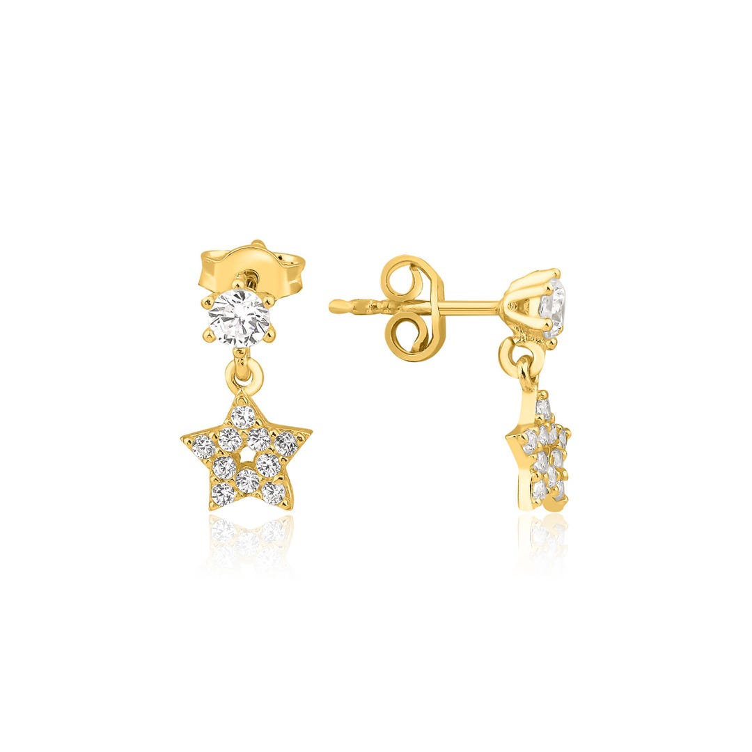 Selena Star Earrings – 18K Yellow Gold-plated With Diamond CZ ...