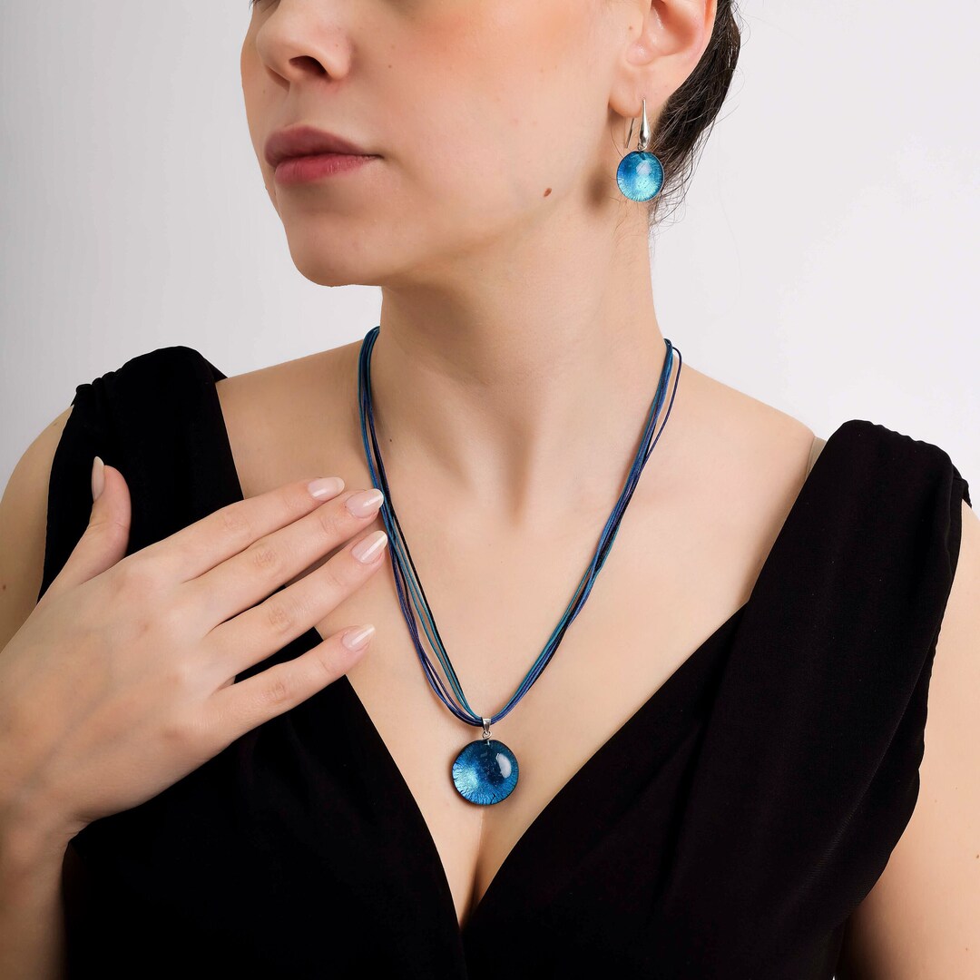 Tranquil Blue Nights - Navy Blue Lampwork Necklace and Earrings Set ...