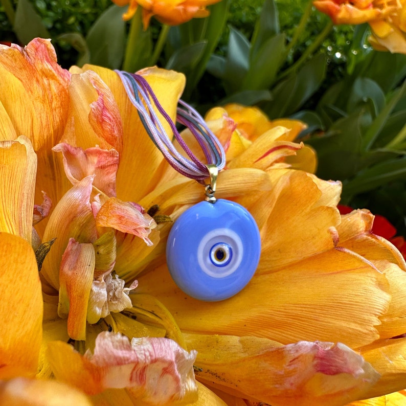 Tranquil Aura, Lilac Evil Eye Pendant Necklace With Paracord Bohemian Chic Wearable Art for ...