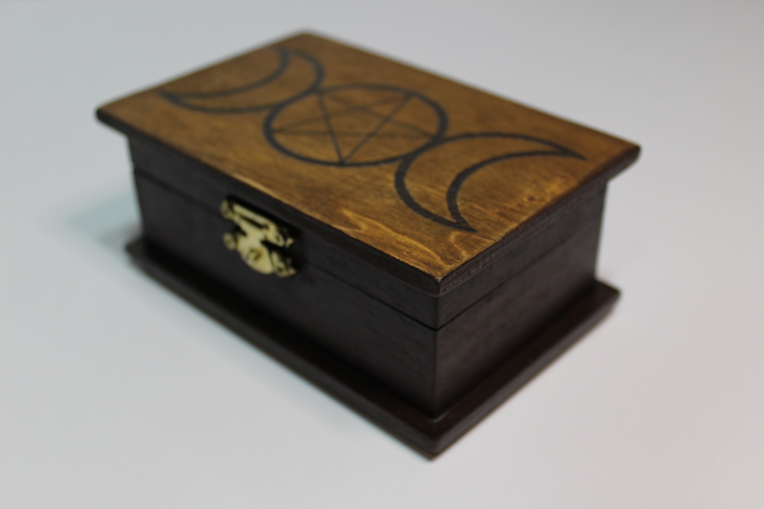 Hand Burned Brown Painted Rustic Looking Box With Triple - Etsy Canada