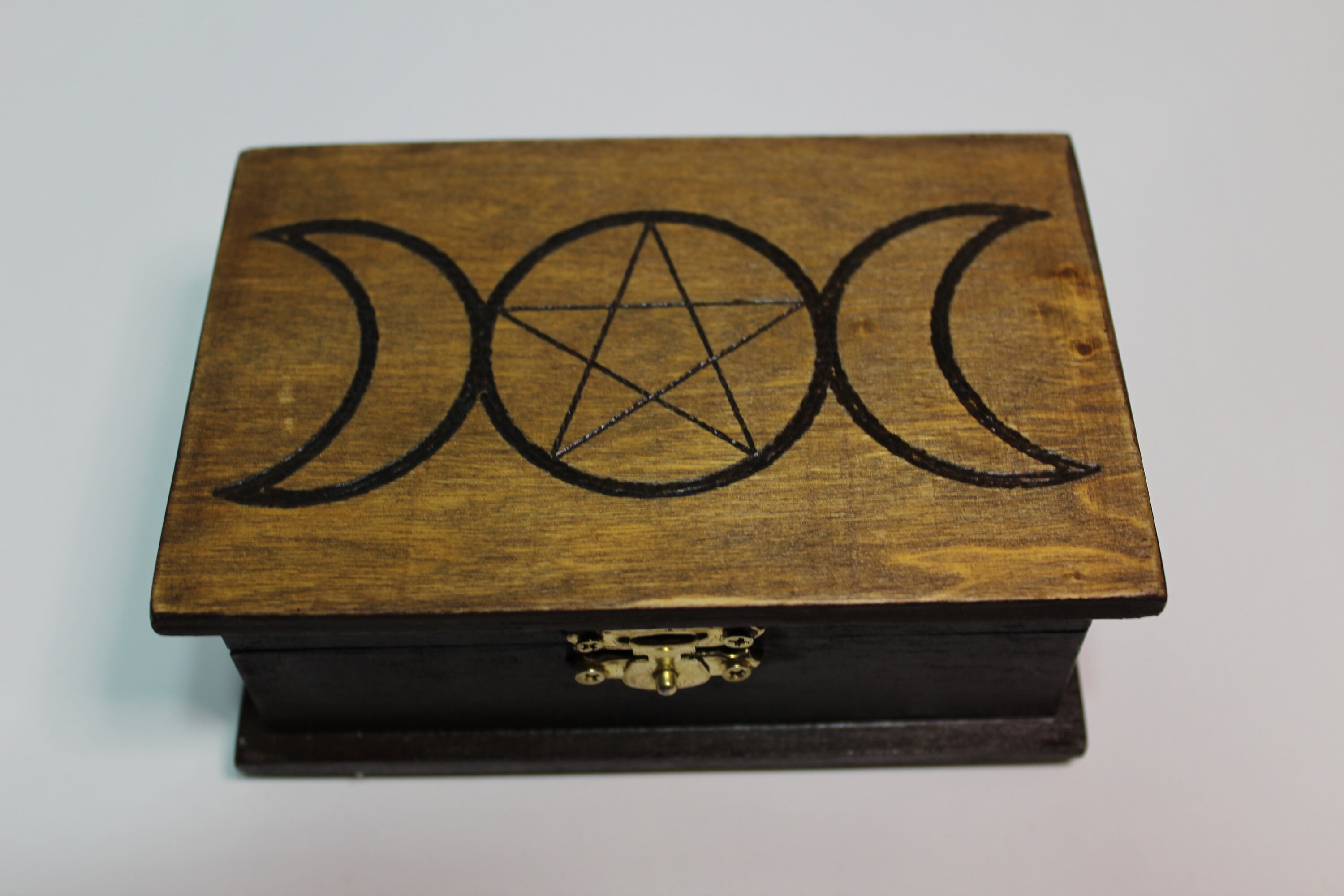 Hand Burned Brown Painted Rustic Looking Box With Triple - Etsy Canada