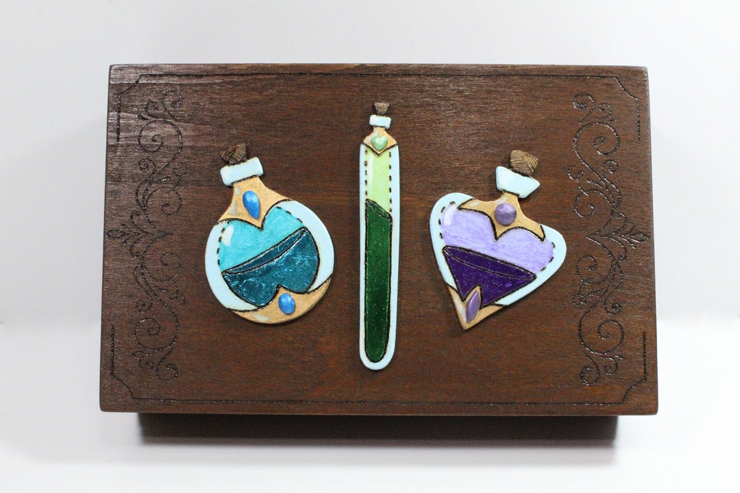 Wood Burned Box With Brown Stain Border Design With 3D Burned and ...