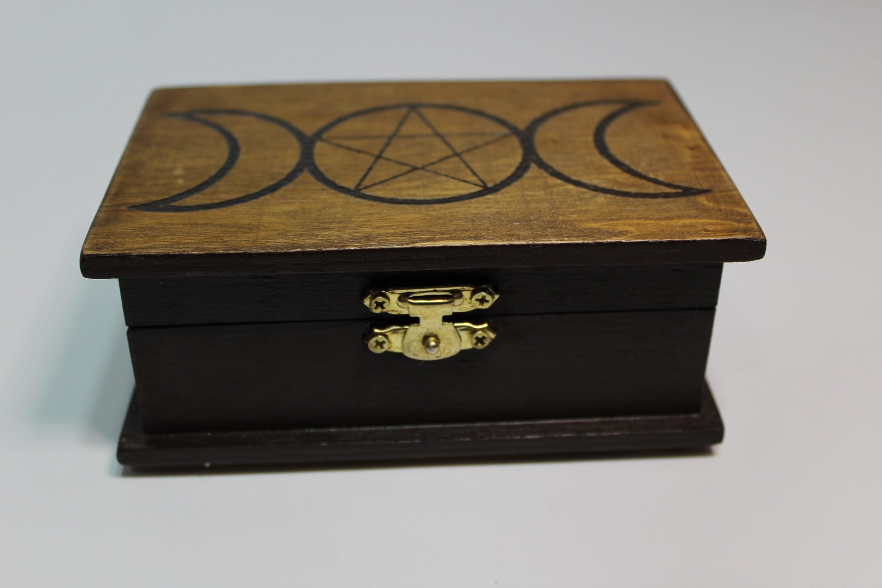 Hand Burned Brown Painted Rustic Looking Box With Triple - Etsy Canada