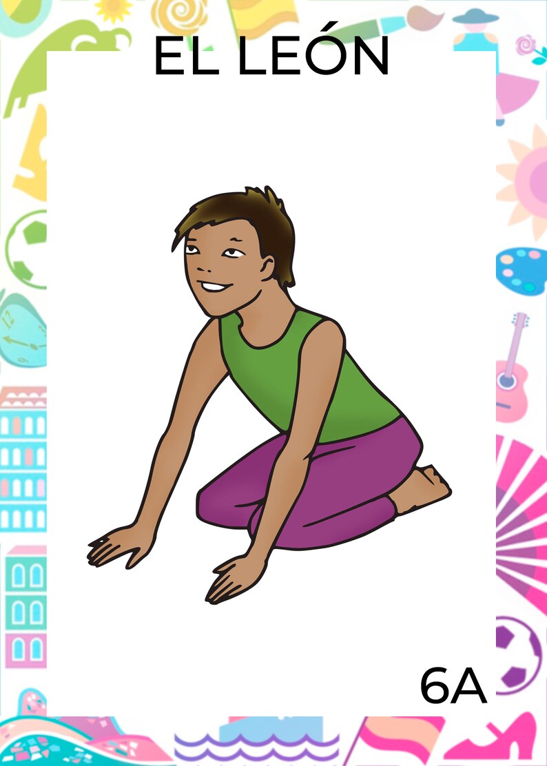 Spanish Kids Yoga Poses Flash Cards (printable) - Etsy
