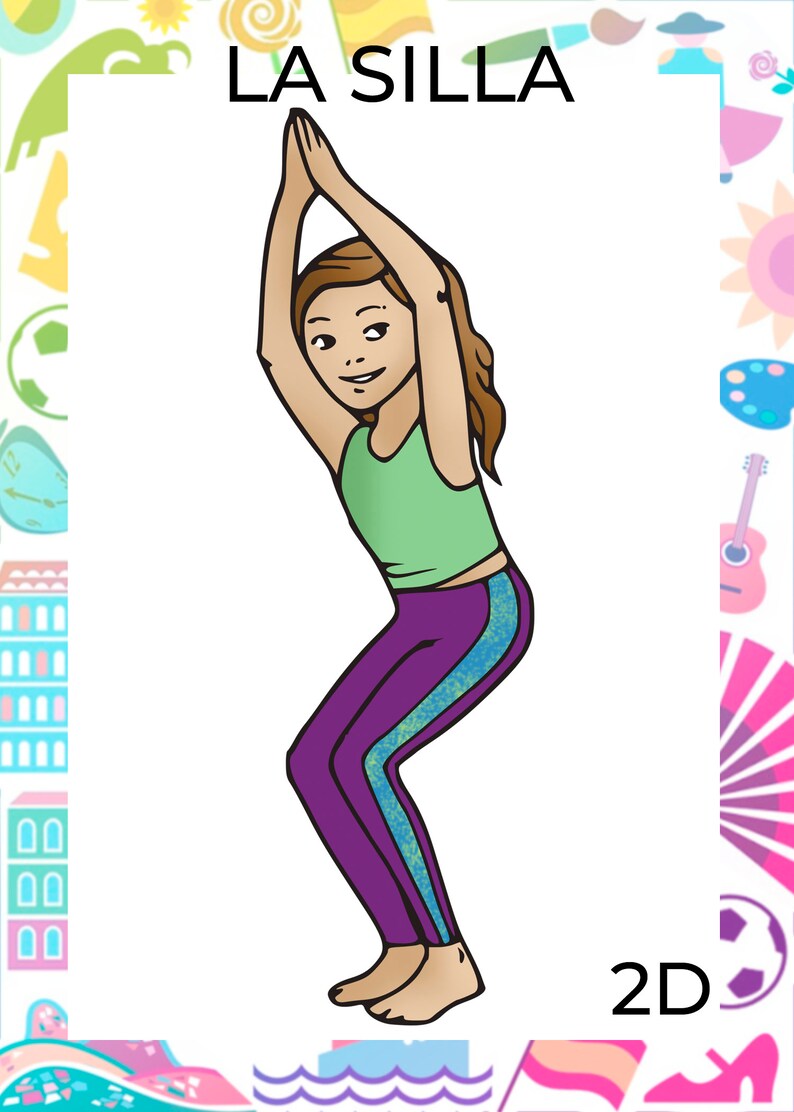 Spanish Kids Yoga Poses Flash Cards (printable) - Etsy